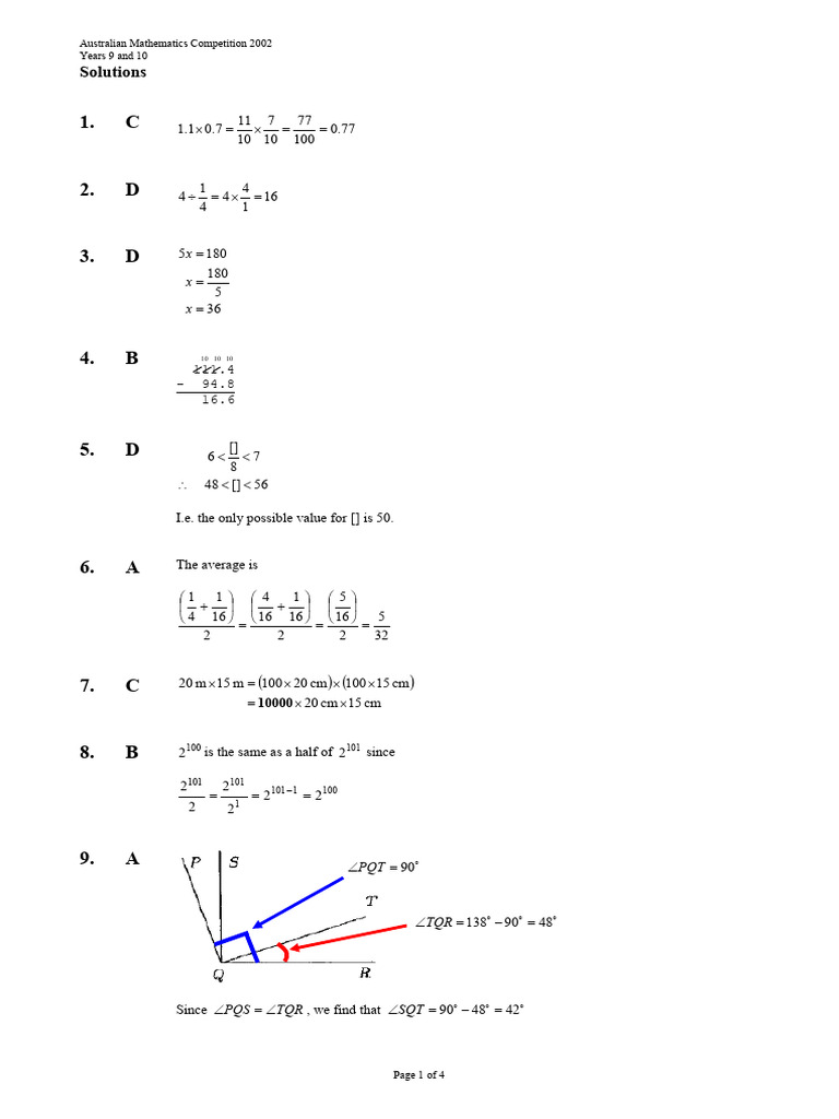 AMC Intermediate 2002 Solutions | PDF