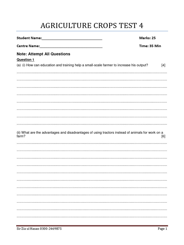 Agriculture Crops Test 4 | PDF | Agriculture | Rice