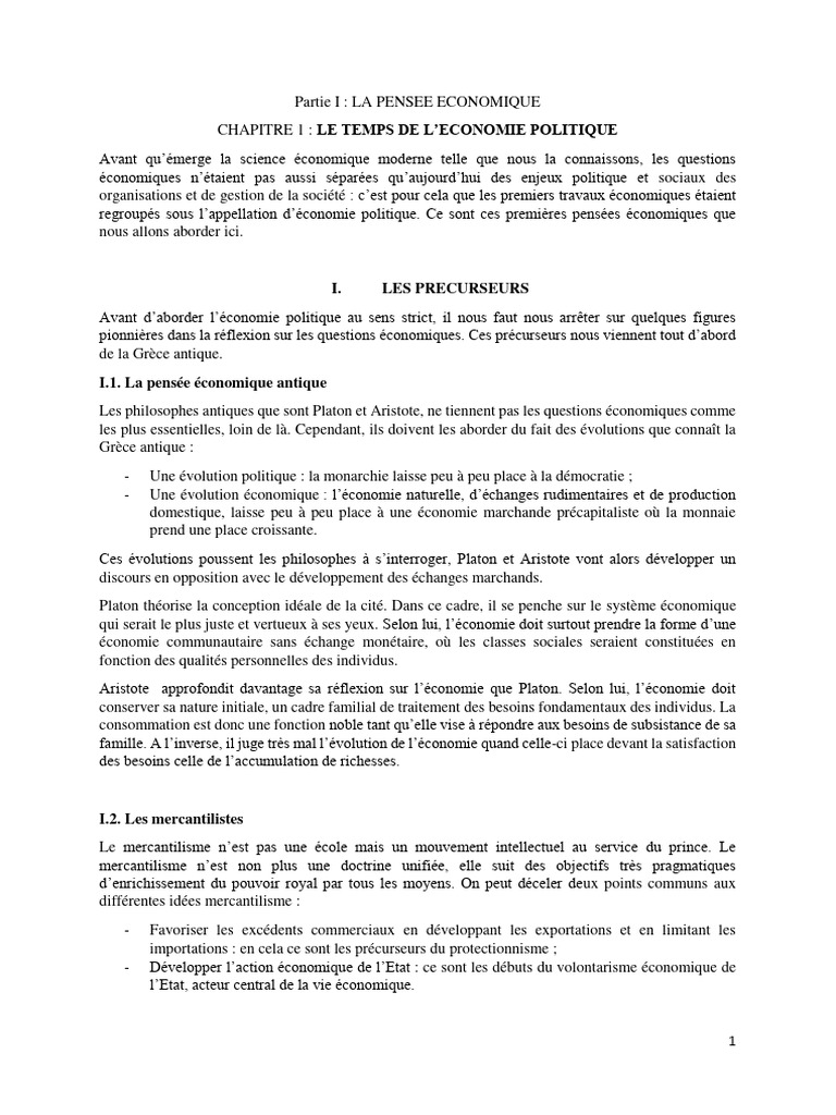 Histoire de la pensée économique | PDF | Mercantilisme | École néo ...