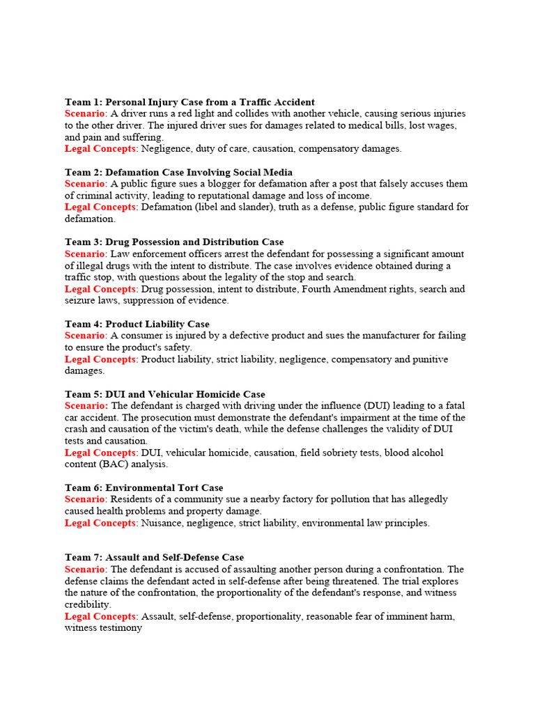 Mock Trial Case | PDF | Driving Under The Influence | Defamation