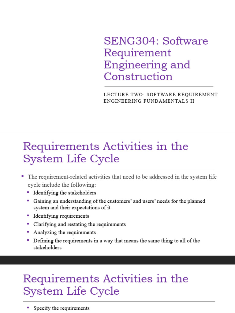 Lecture 2 - Software Requirement Engineering Fundamentals II | PDF | System | Systems Engineering