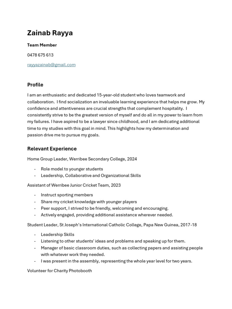 Zainab RESUME | PDF | Leadership | Learning