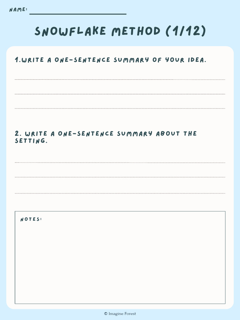 Snowflake Method Template Worksheet | PDF
