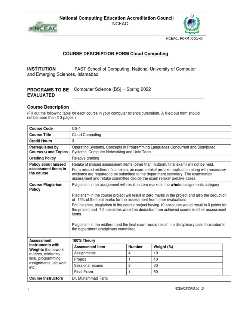 Course Outline-Cloud Computing | PDF | Cloud Computing | Computing
