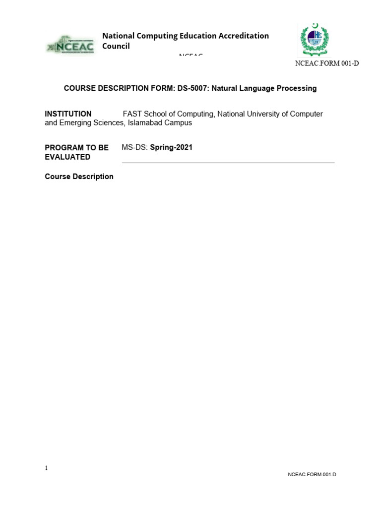CS 4063 Natural Language Processing Outline Spring2022 | PDF | Cognition | Cognitive Science