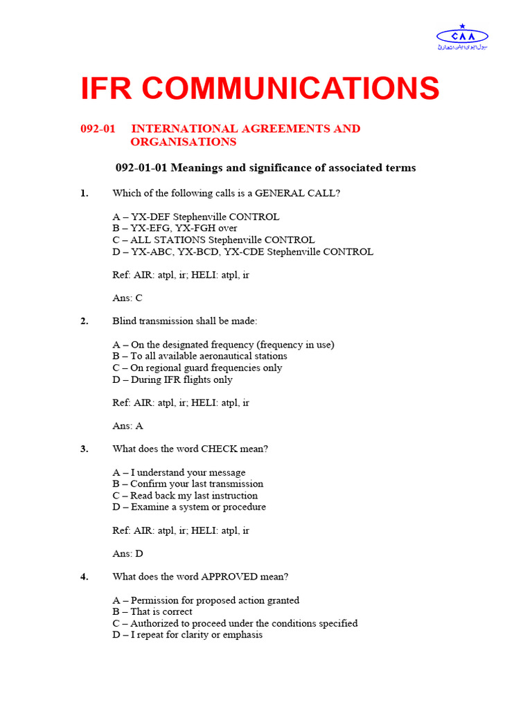 14.ifr Communications | PDF | Instrument Flight Rules | Transponder ...