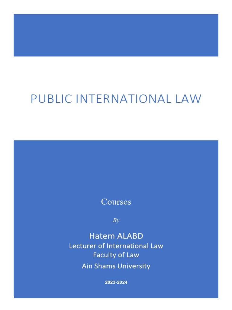 Public International Law: Courses | PDF | Territorial Waters | International Law
