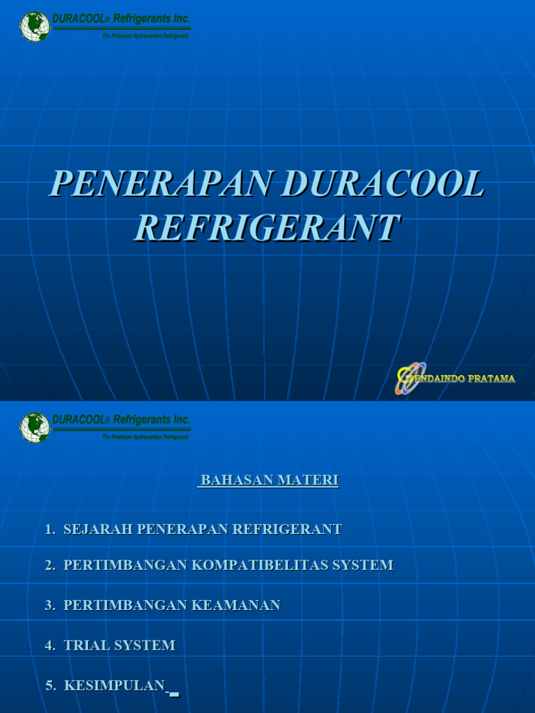 Materi Presentasi Duracool Hydrocarbon Refrigerant | PDF | Griya & Taman | Teknologi & Rekayasa