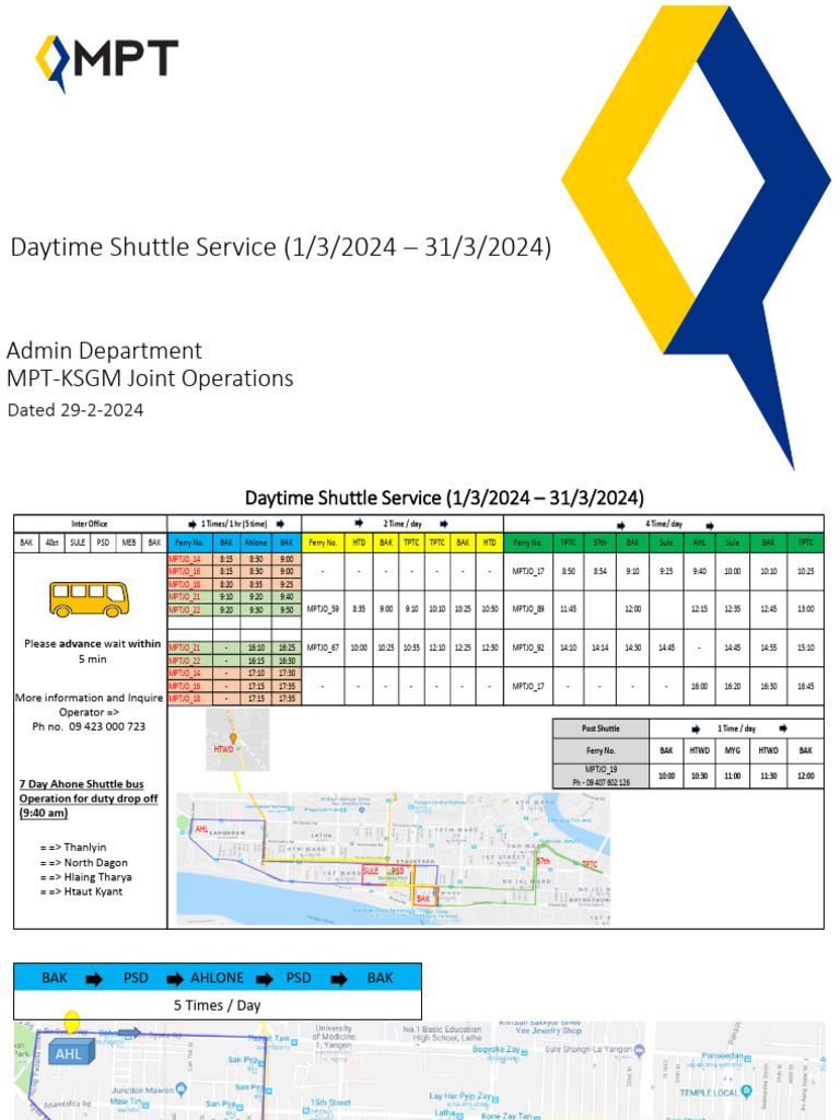 Daytime Shuttle Service Schedule 2024 | PDF | Public Transport | Transport