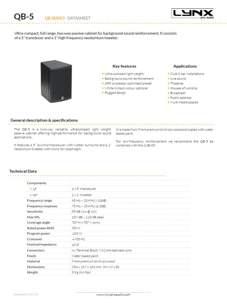 Datasheet Qb5 Pdf Sound Production Technology Telecommunications