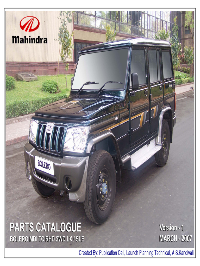 Bolero RHD Diesel Mdi TC 3200 2wd LX Sle PH II Ver 1 March 2 | PDF ...