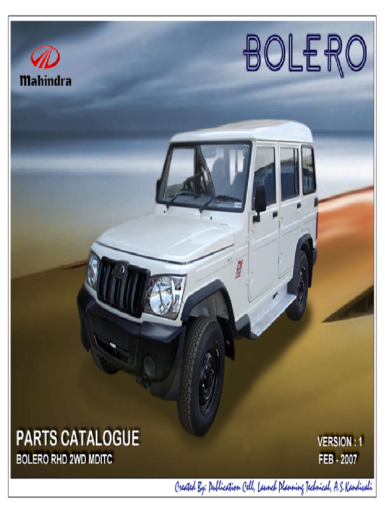 Bolero 4lac RHD Diesel Mdi TC 3200 2wd - Version 1 - Febuary | PDF ...