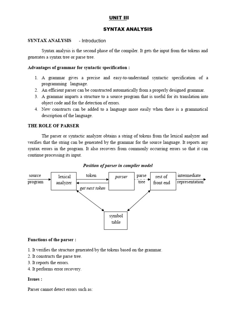 Unit Iii Pdf Parsing Syntax Logic