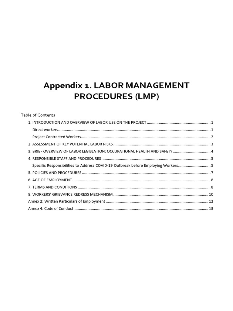 SEA MaP - P175659 - Labor Management Procedures LMP - April5 | PDF ... SEA MaP - P175659 - Labor Management Procedures LMP - April5 | PDF ...
