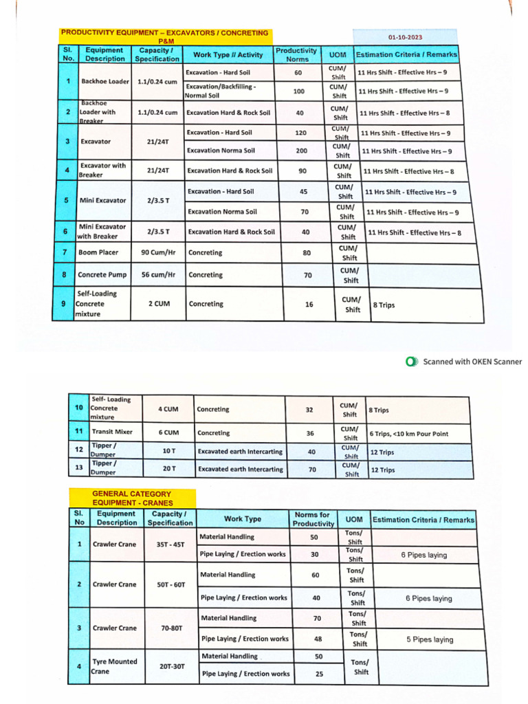 Productivity Norms | PDF