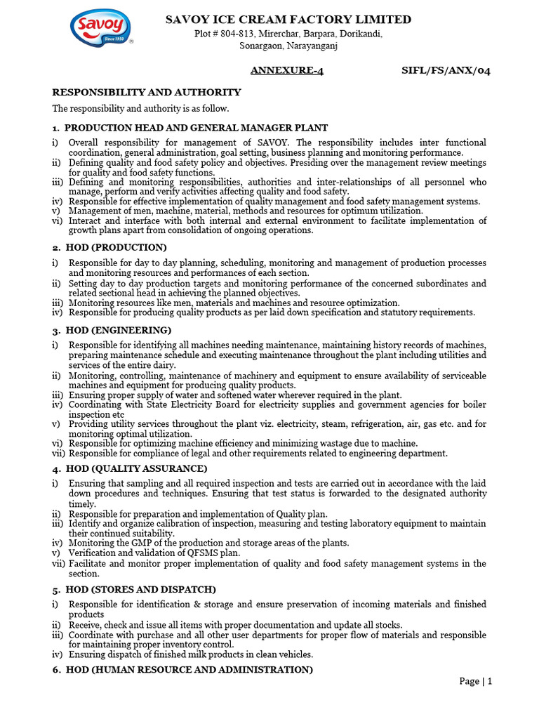 Annx-4 Responsibility and Authorities | PDF | Audit | Supply Chain