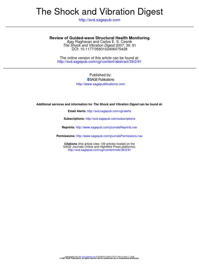 2007- Review of Guided Wave SHM | PDF | Piezoelectricity | Waves