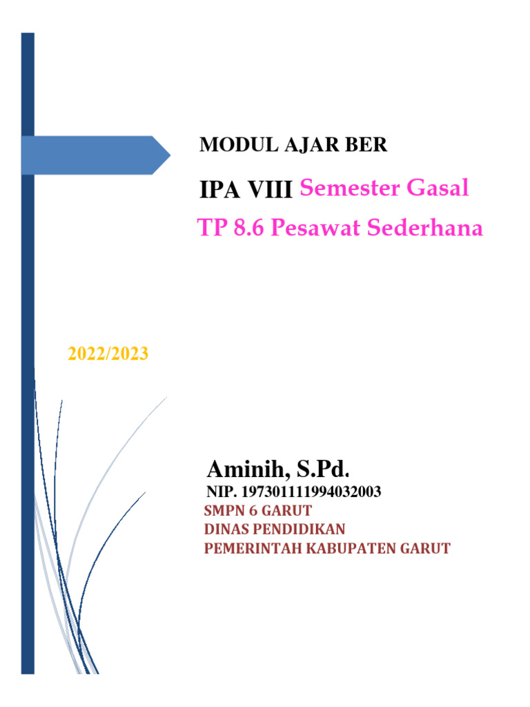 Modul Ajar IPA VIII - 5 - Pesawat Sederhana - Aminih | PDF
