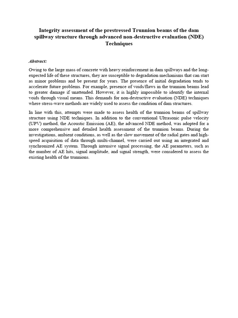 NDE Techniques for Trunnion Beam Assessment | PDF