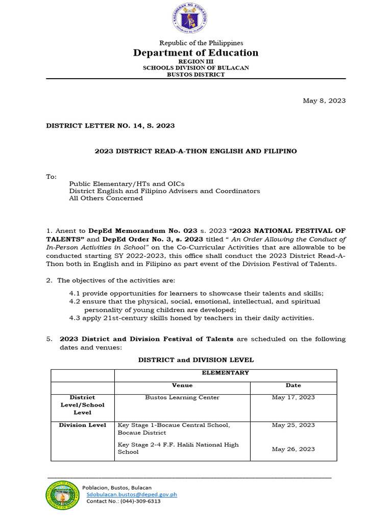 District Memo Readathon 1 | PDF | Social Science