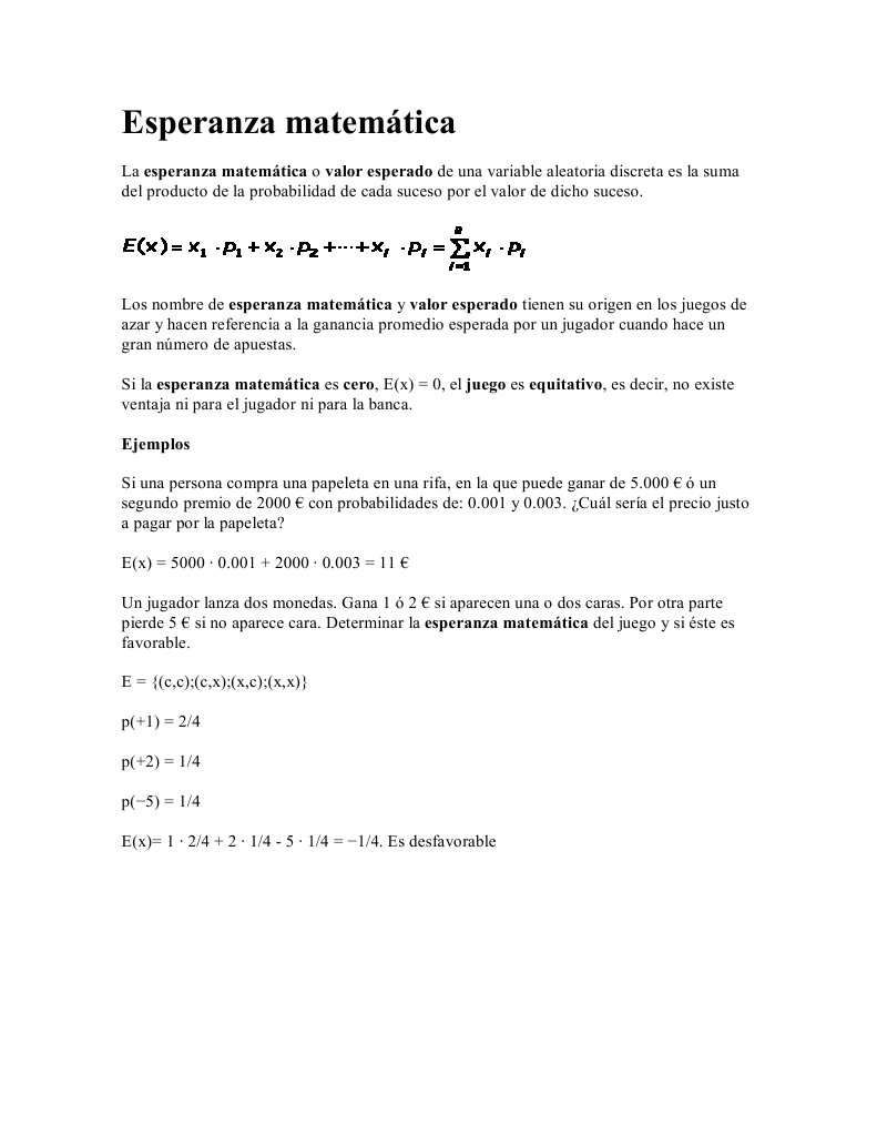 Esperanza Matemática | PDF