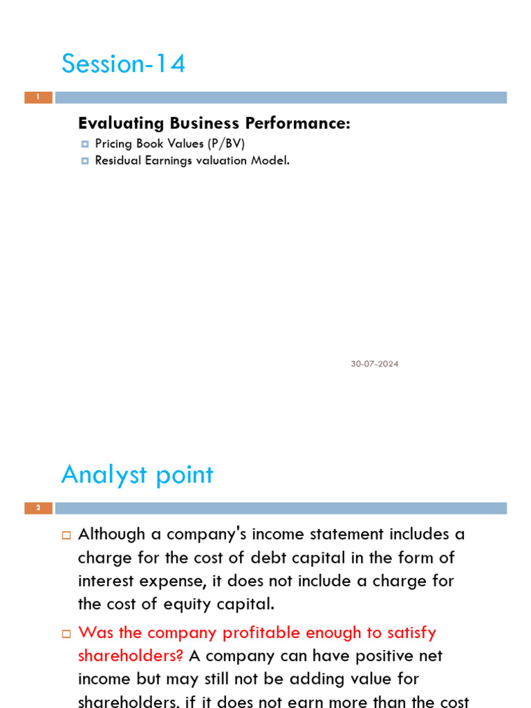Session 14 Part I Residual Income Valuation PGP (Compatibility Mode) | PDF | Discounted Cash ...