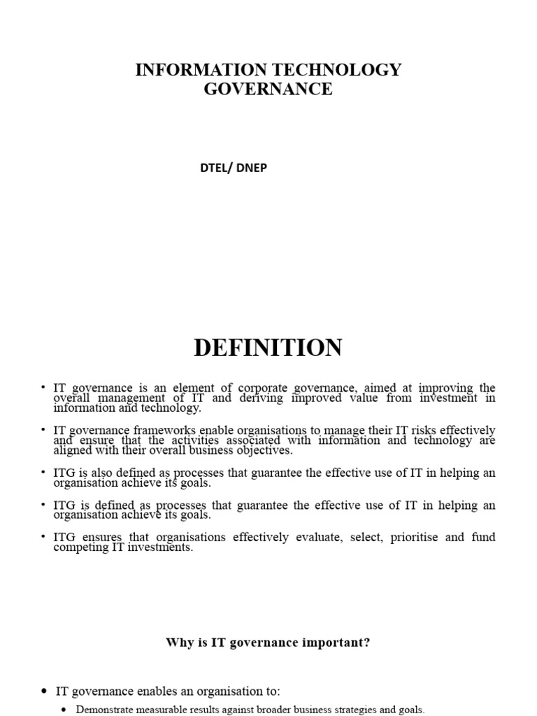 Information Technology Governance Pdf Governance Corporate Governance