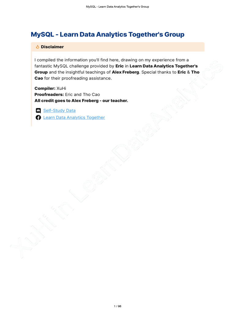 MySQL - Learn Data Analytics Together's Group | PDF | Computer ... MySQL - Learn Data Analytics Together's Group | PDF | Computer ...
