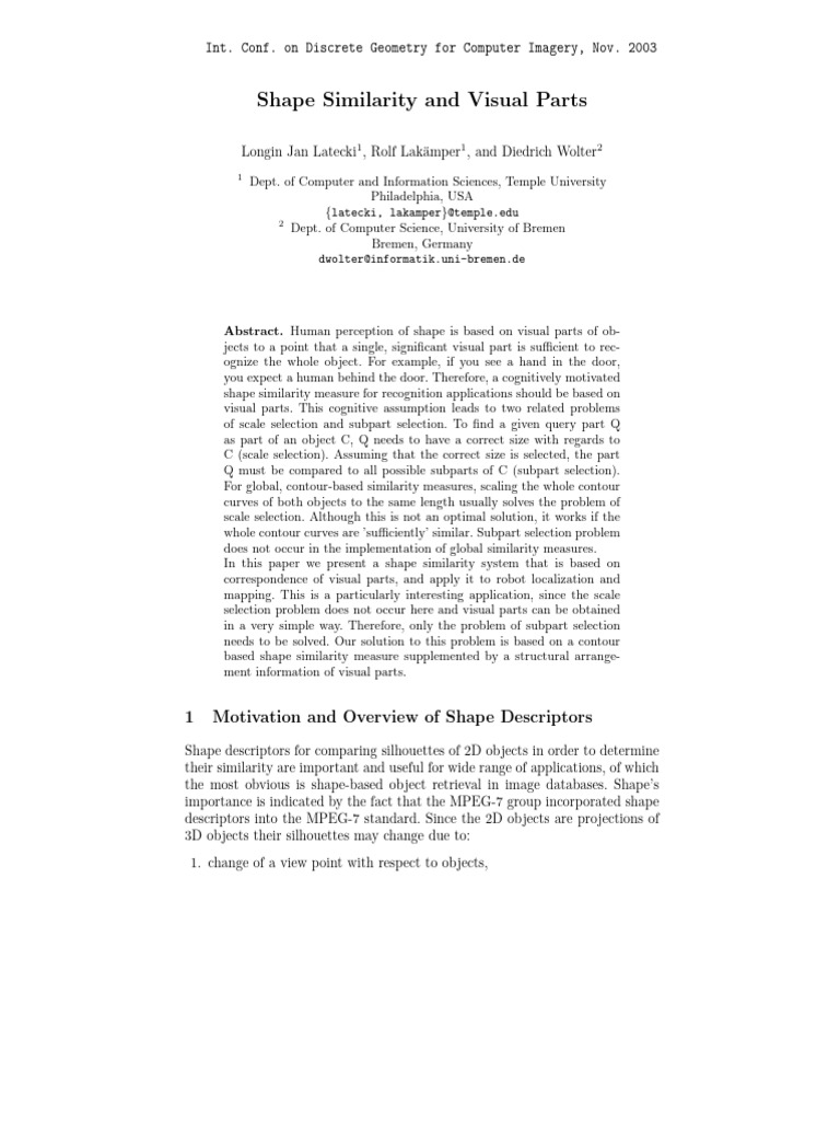 Shape Similarity and Visual Parts | PDF | Shape | Vertex (Geometry)