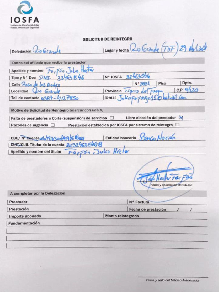 Solicitud de Reintegro | PDF