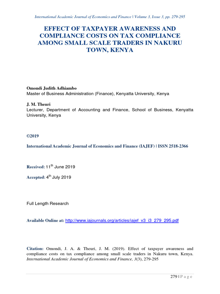 Effect of Taxpayer Awareness... | PDF | Taxes | Small And Medium Sized ...