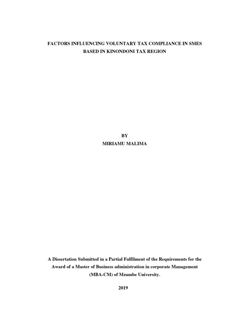 Factors Influencing Voluntary Tax Compli | PDF | Taxes | Taxation In ...