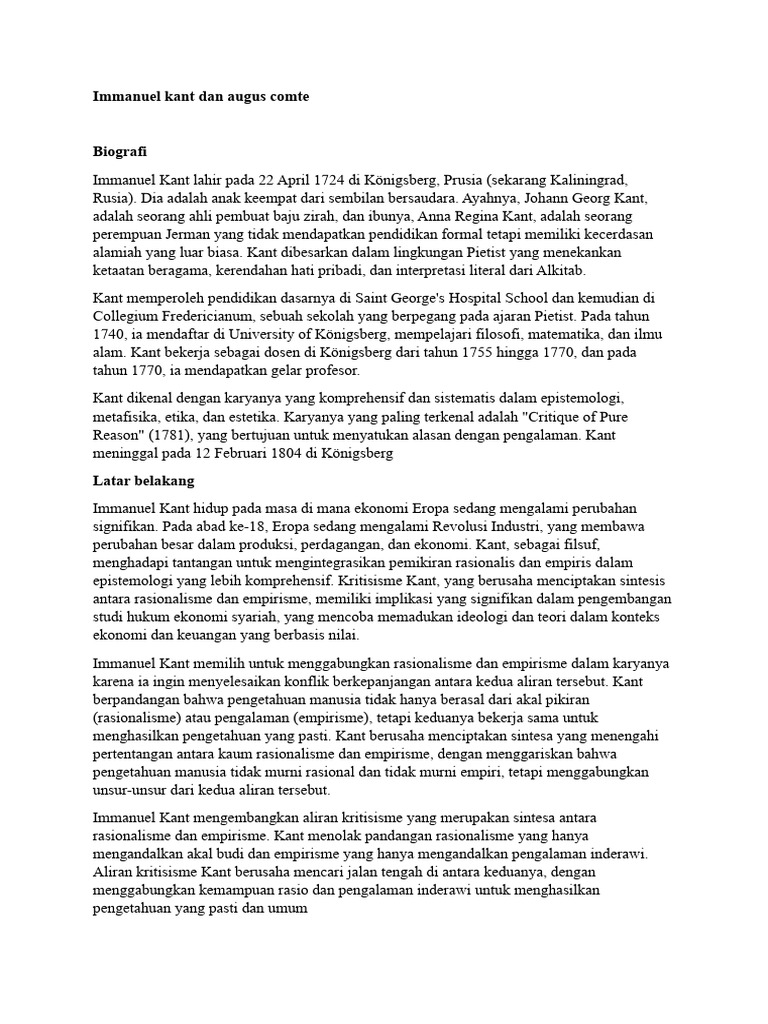 Filsafat Kant dan Comte | PDF