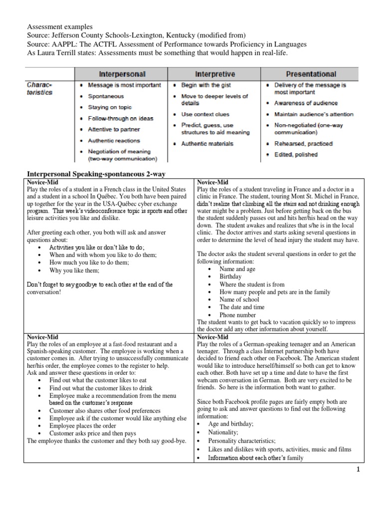 Language Assessment Role-Play Scenarios | PDF | Eating | Meal