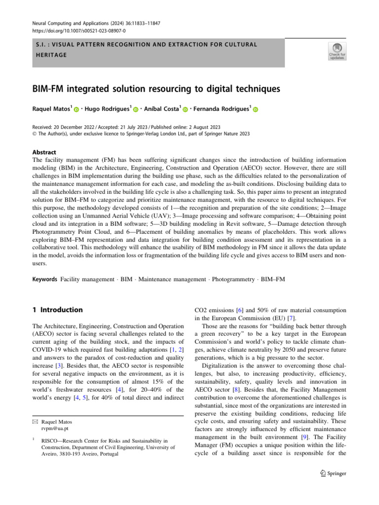 BIMFM Integrated Solution Resourcing To Digital TechniquesNeural Computing and Applications ...