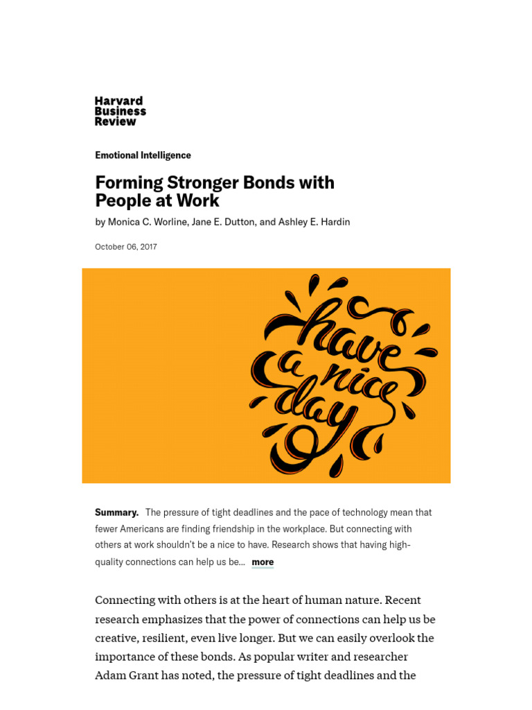 Forming Stronger Bonds With People at Work | PDF | Compassion | Empathy