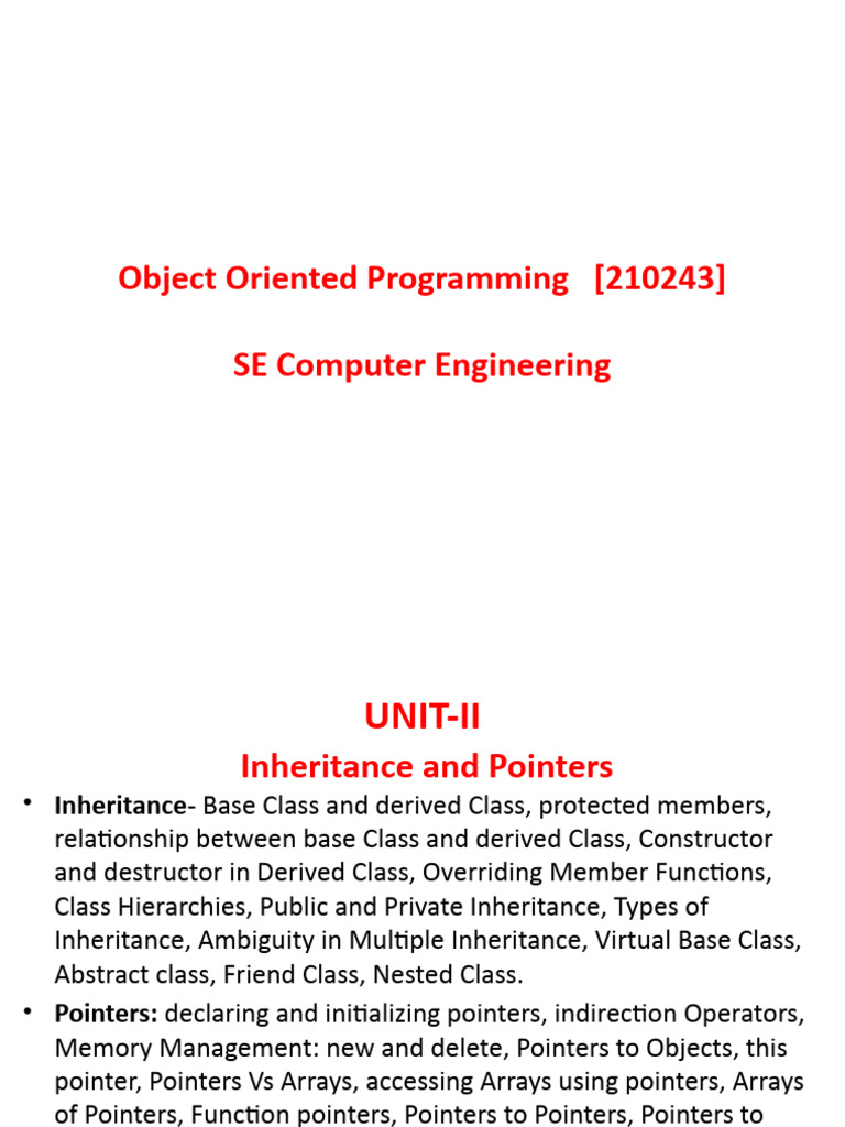 Unit 2 Pdf Pointer Computer Programming Inheritance Object Oriented Programming