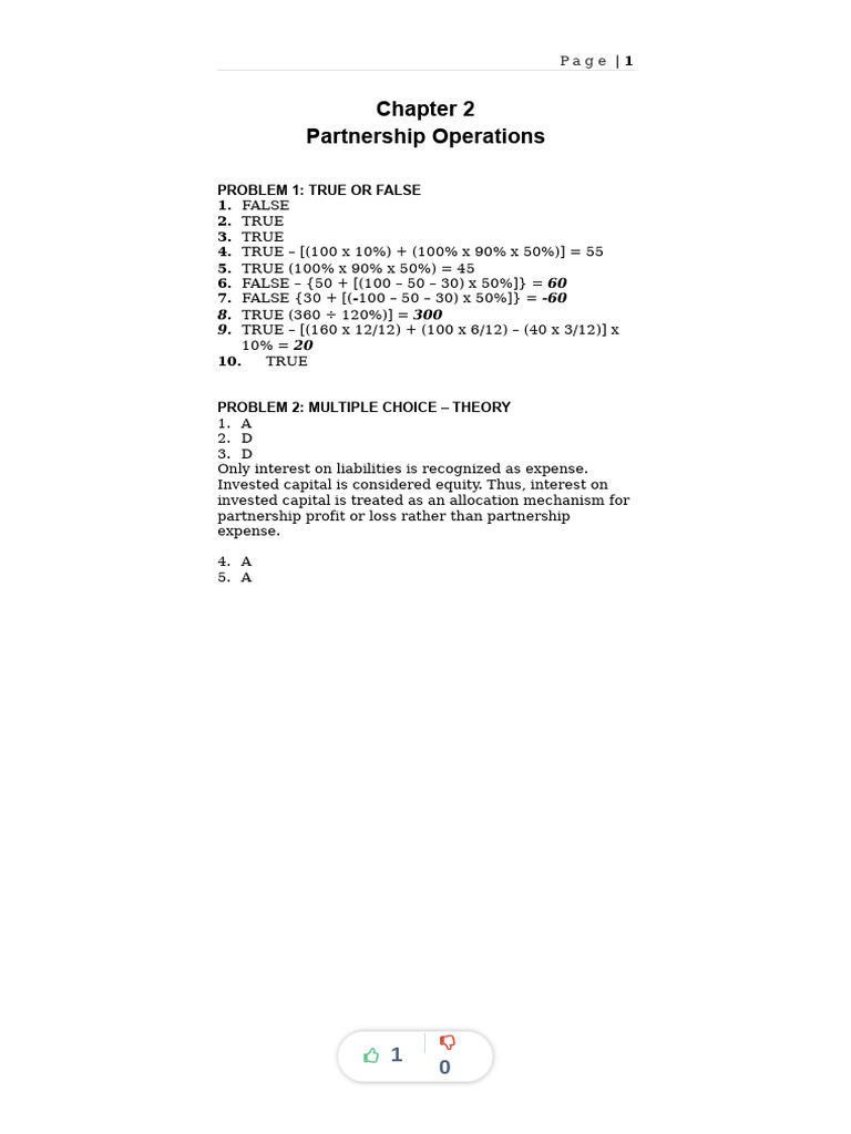 Chapter 2 Operations | PDF | Interest | Partnership