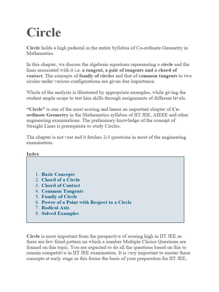Circle only | PDF | Circle | Classical Geometry