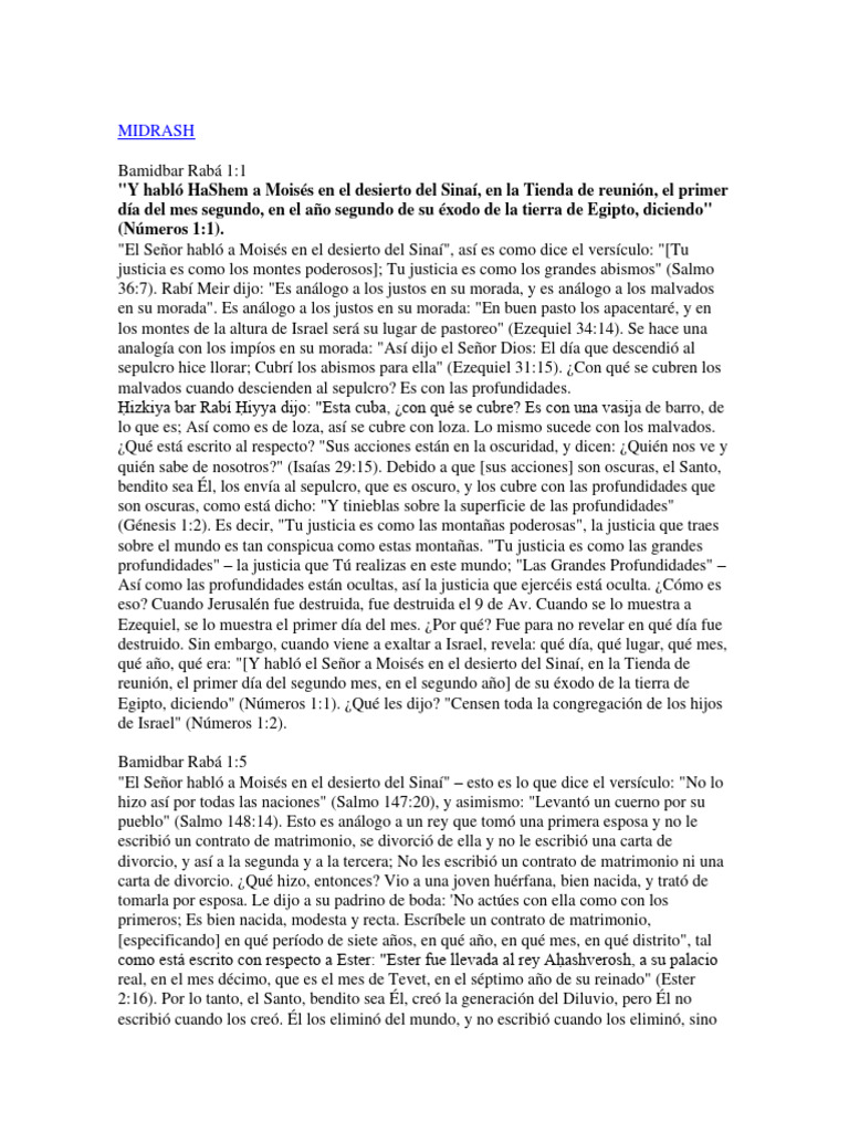 Midrash Bamidbar: Reflexiones y Censos | PDF | Libro de números | Libro ...