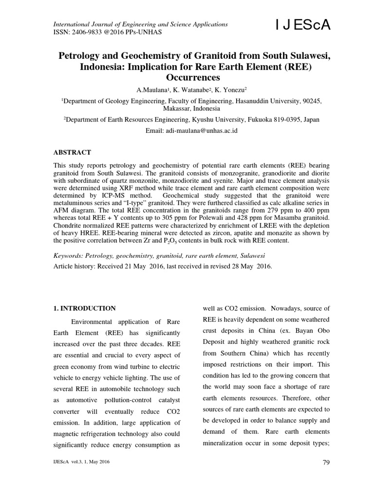 Petrology and Geochemistry of Granitoid From South Sulawesi, Indonesia ...
