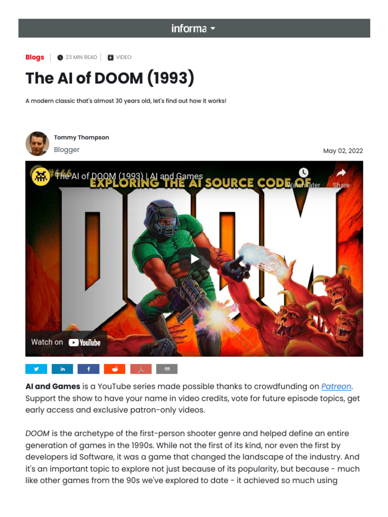 The AI of DOOM (1993) | PDF | Games & Activities | Technology & Engineering