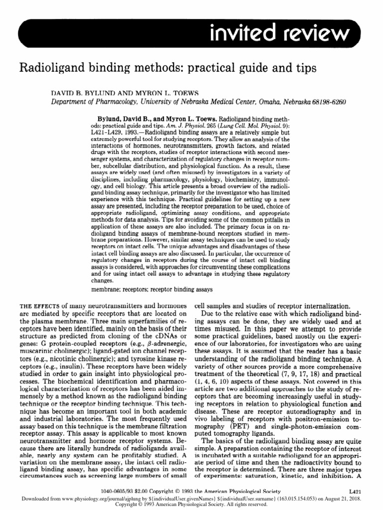 Radioligand Binding Methods Practical Guide and Tips | PDF | Ligand ...