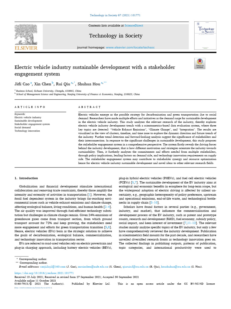 10.electric Vehicle Industry Sustainable Development With A Stakeholder ...