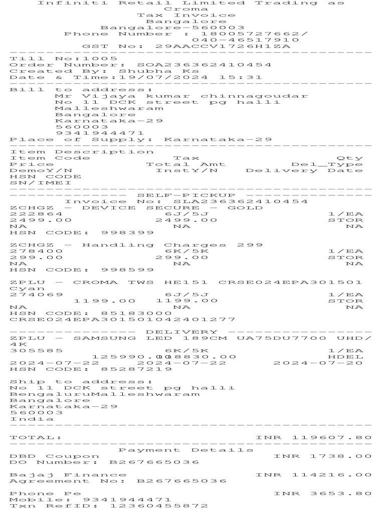 Invoice for Electronics Purchase | PDF | Government Finances | Taxes