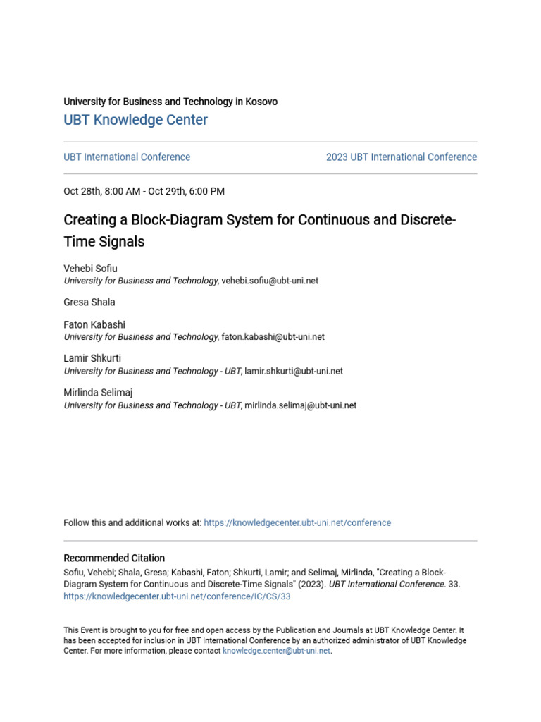 Creating A Block-Diagram System For Continuous and Discrete-Time | PDF | Discrete Time And ...