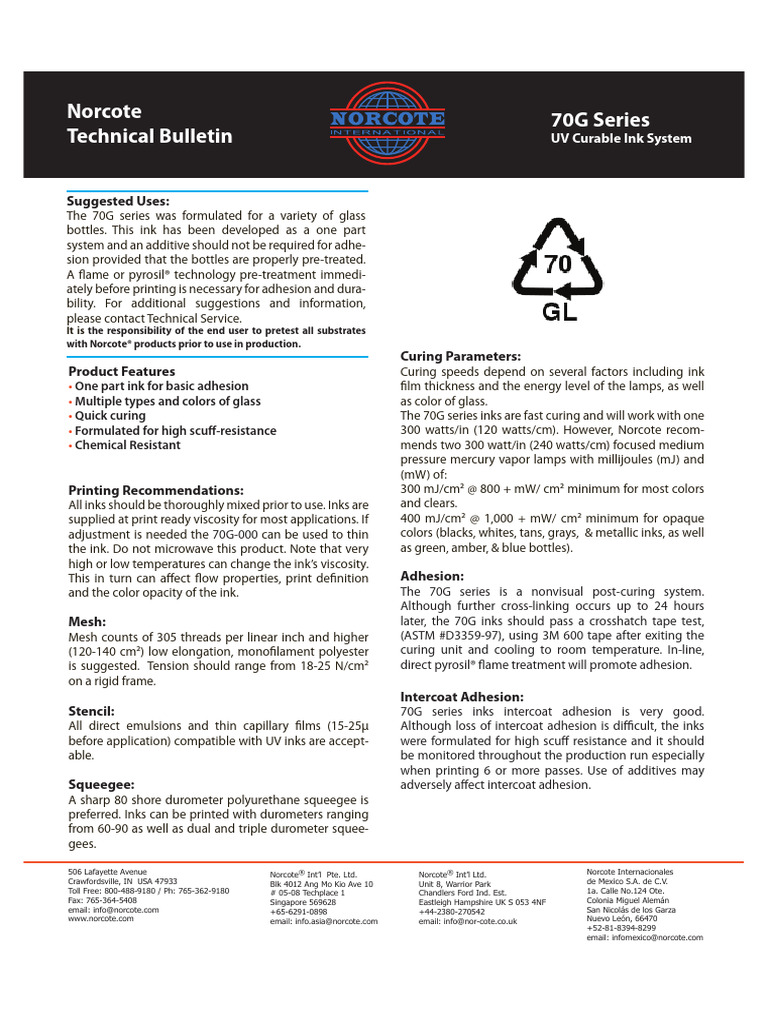 Norcote Technical Bulletin 70G Series: Suggested Uses | PDF | Color ...