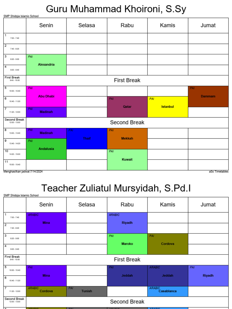 Jadwal Guru 24-25 | PDF