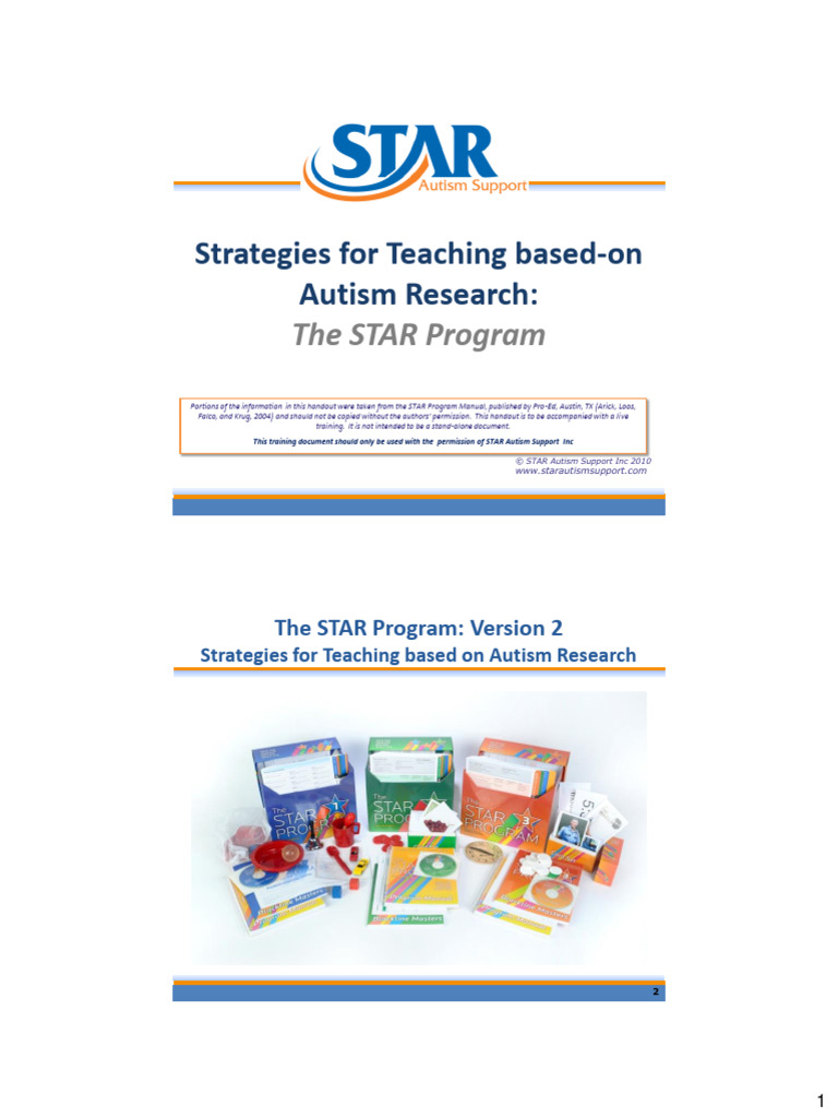STAR Overview Handouts | PDF | Autism Spectrum | Reinforcement
