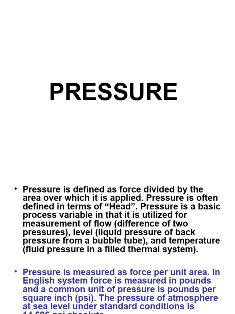 Presentation-2 PRESSURE | PDF | Pressure Measurement | Pressure